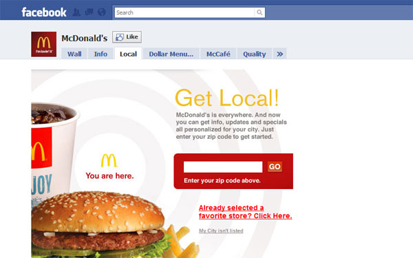 McDonald+Facebook กับบริการใหม่ Location-Based